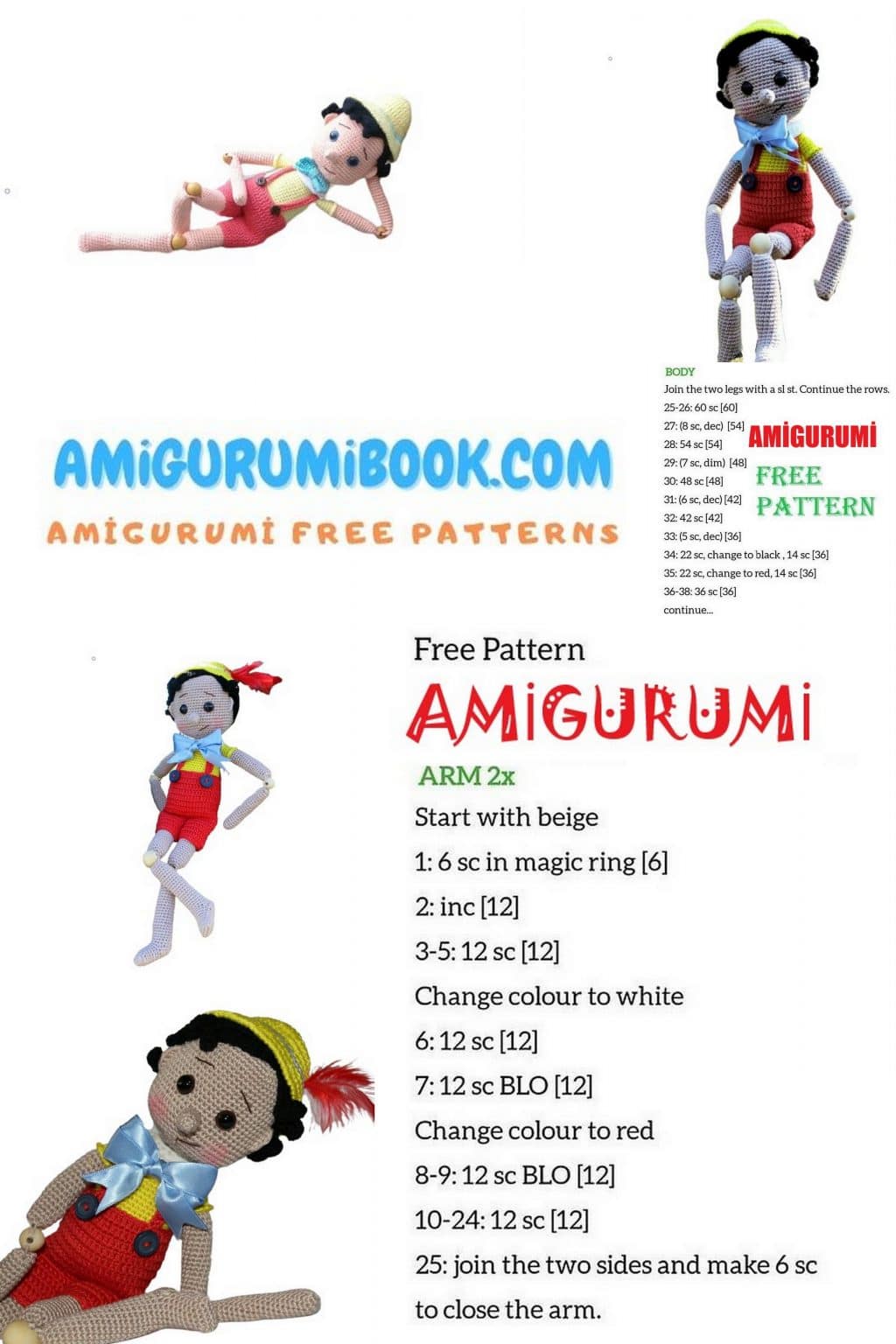 Pinocchio Amigurumi Free Pattern - Free Amigurumi Crochet Patterns