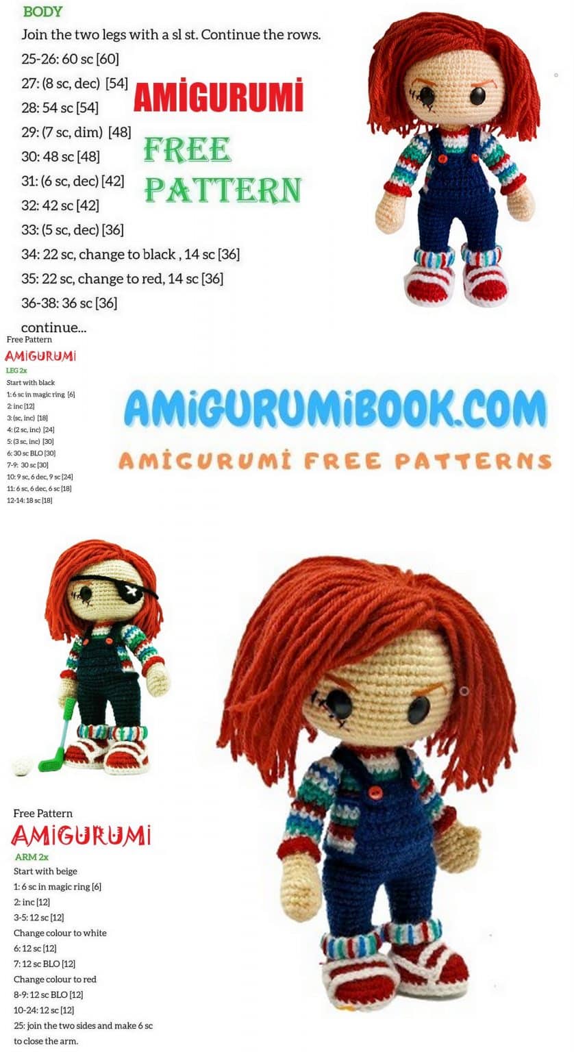 Chucky Amigurumi Free Pattern - Free Amigurumi Crochet Patterns