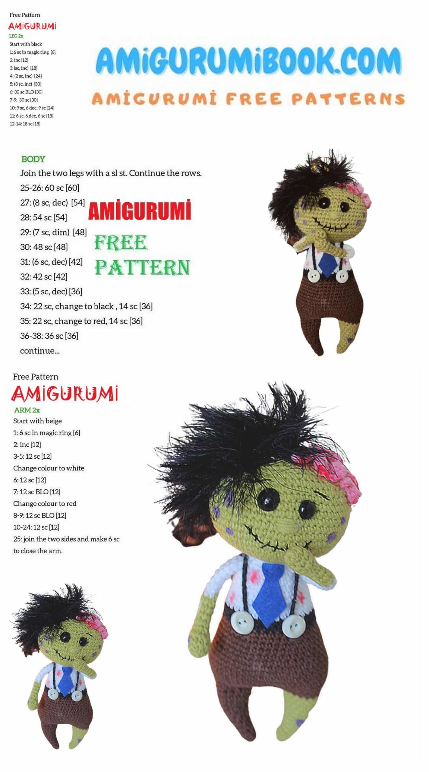 Zombie Amigurumi Hallowen Free Pattern - Free Amigurumi Crochet Patterns