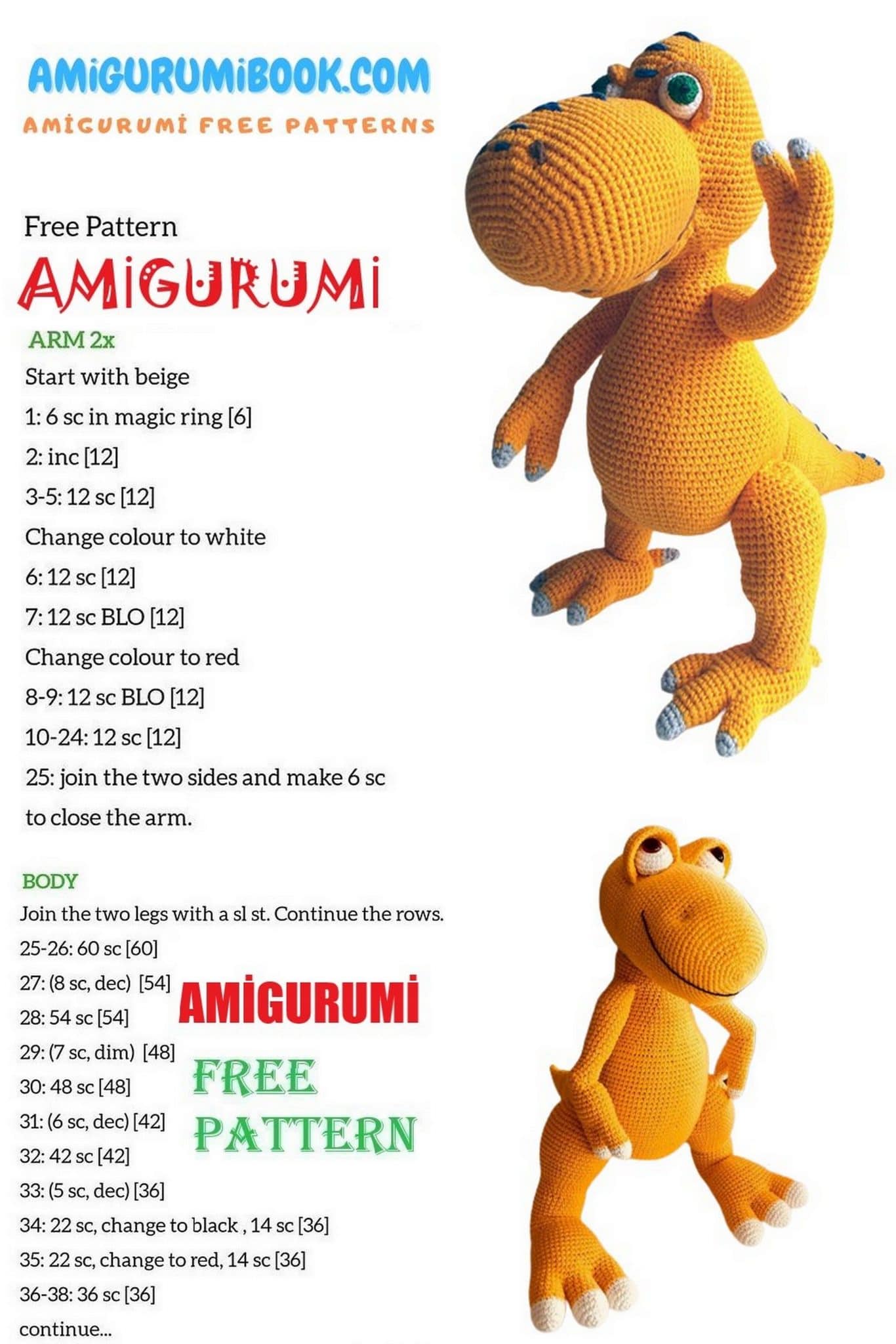 Dinosaur T Rex Amigurumi Free Pattern Amigurumibook dinosaur-t-rex-amigurumi-free-pattern-amigurumibook