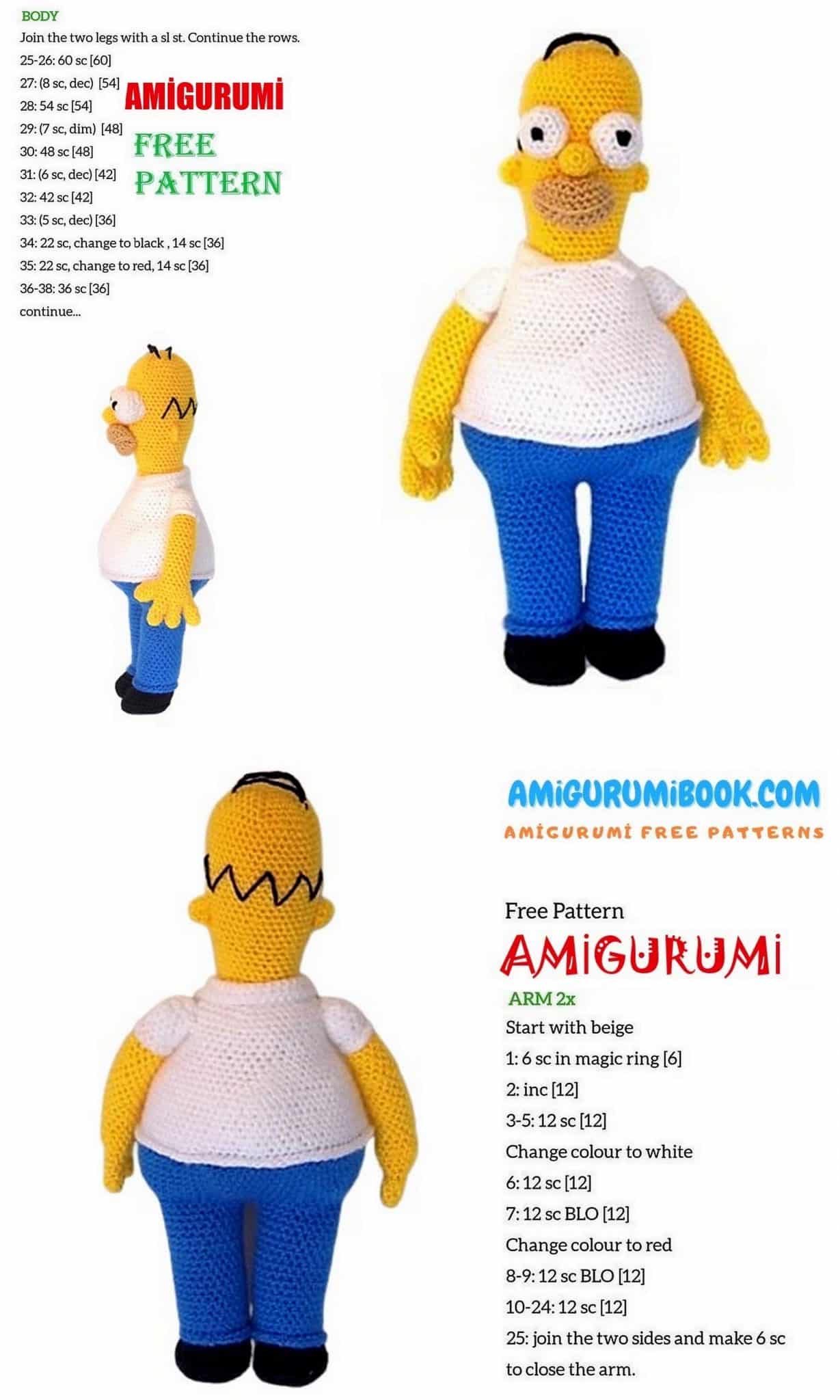 Homer Simpson Amigurumi Free Pattern - Free Amigurumi Crochet Patterns