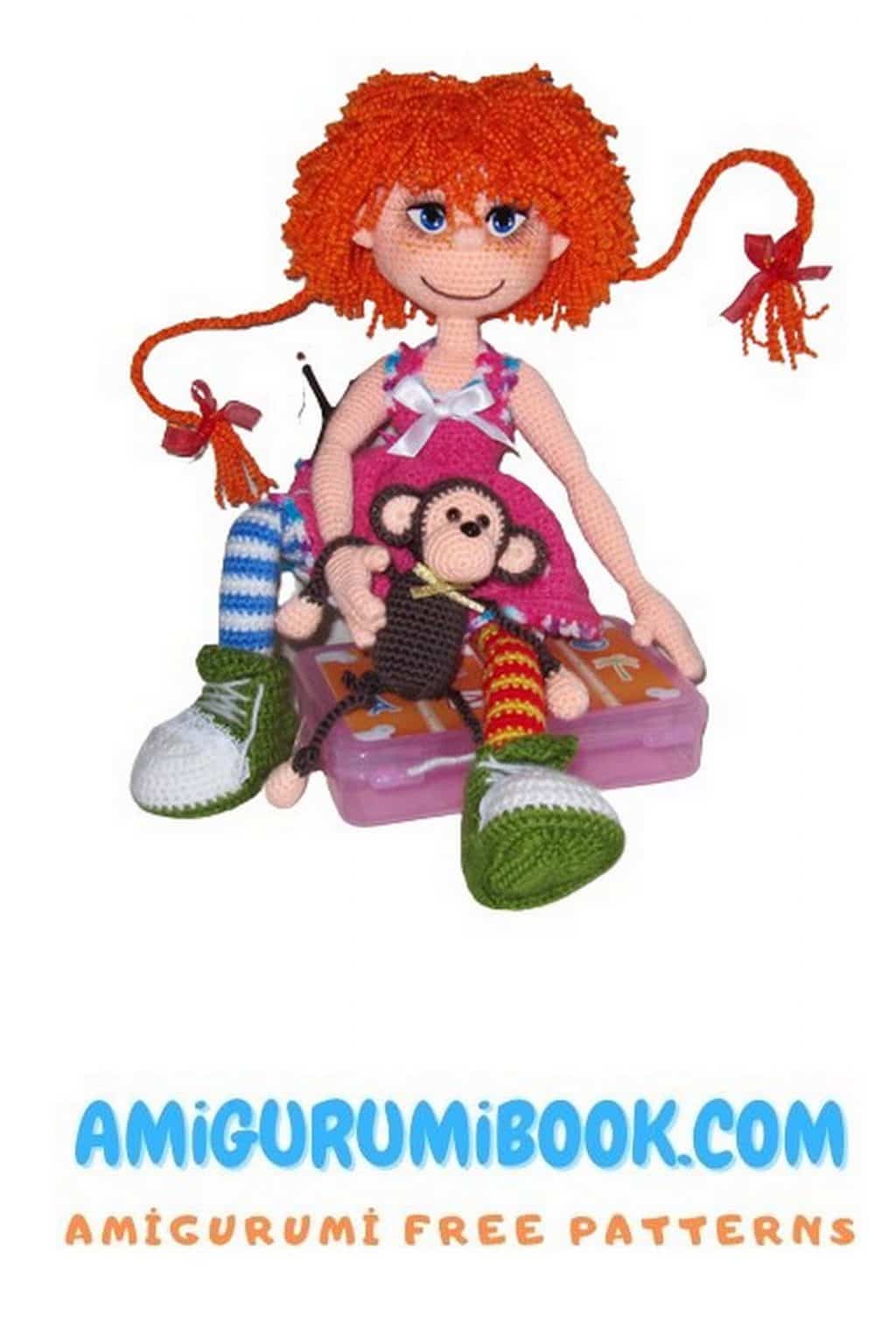 Pippi Doll And Monkey Amigurumi Free Pattern - Free Amigurumi Crochet ...
