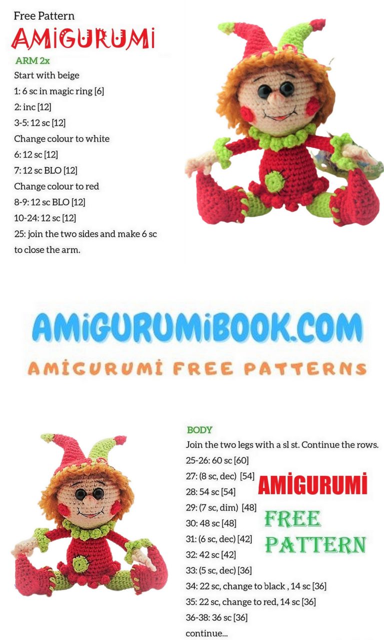 Jester Amigurumi Free Pattern - Free Amigurumi Crochet Patterns