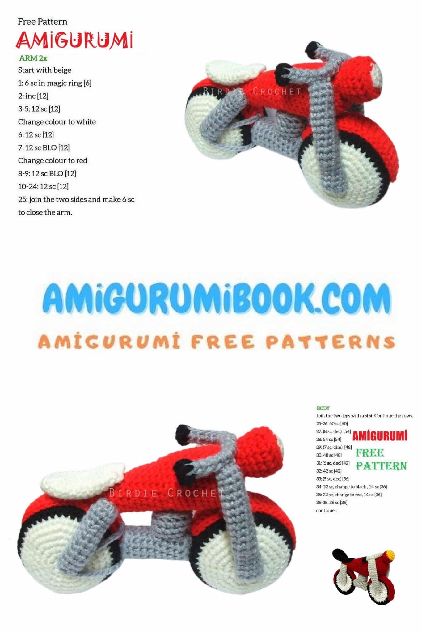 Motorcycle Amigurumi Free Pattern - Free Amigurumi Crochet Patterns
