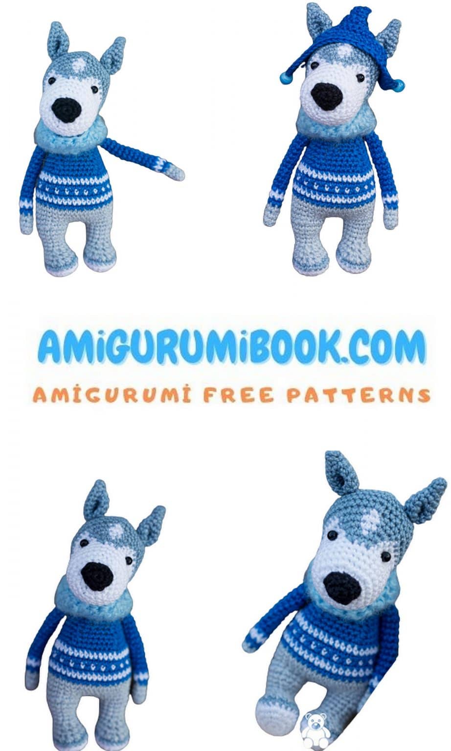 Cute Husky Dog Amigurumi Free Pattern - Free Amigurumi Crochet Patterns