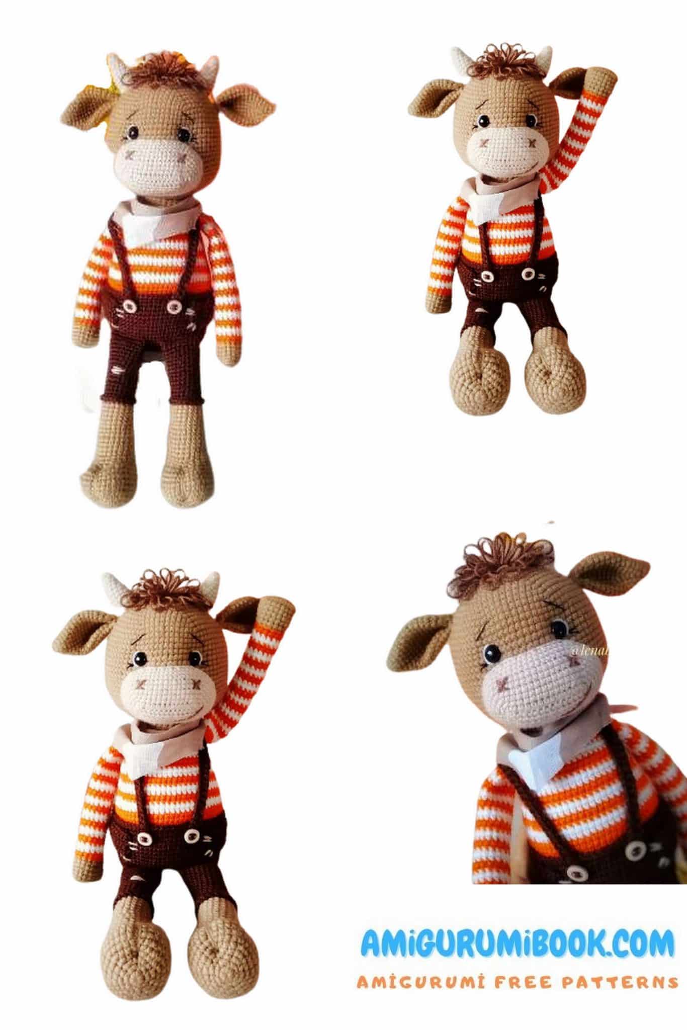 Overalls Cow Amigurumi Free Pattern - Free Amigurumi Crochet Patterns