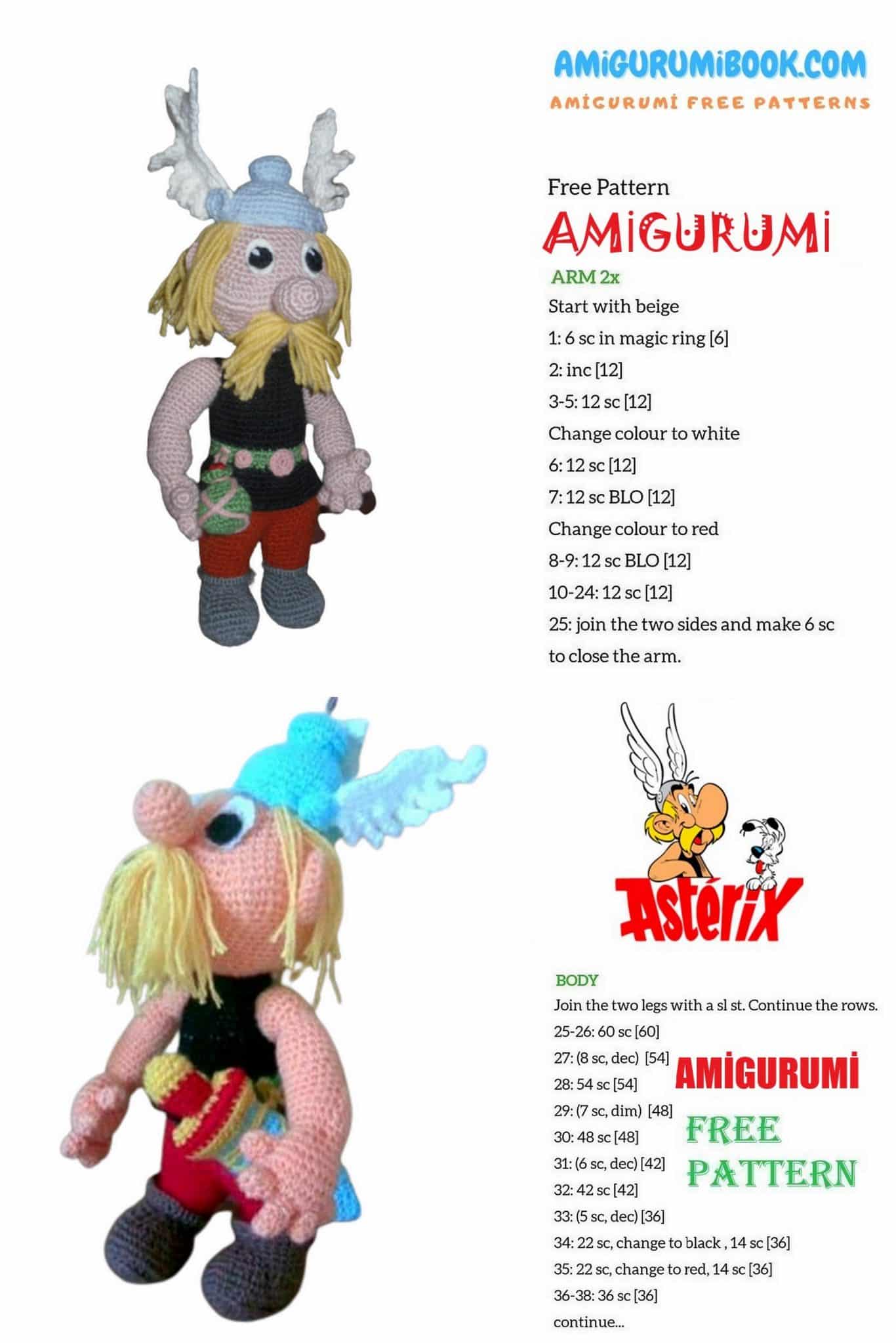 Asterix Amigurumi Free Pattern - Free Amigurumi Crochet Patterns