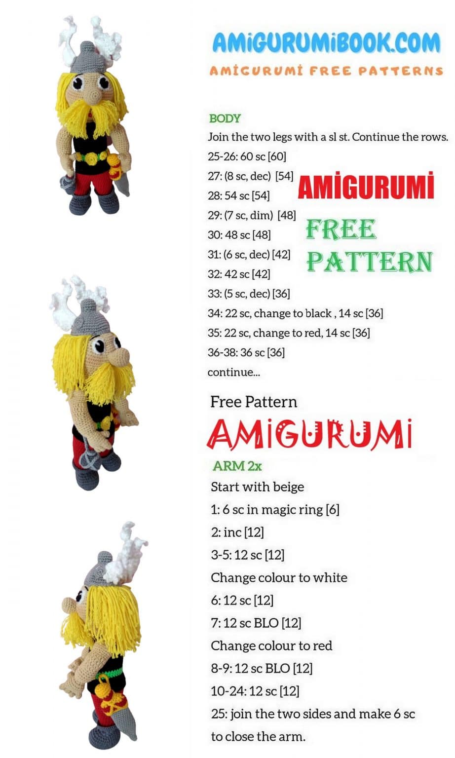 Asterix Amigurumi Free Pattern - Free Amigurumi Crochet Patterns