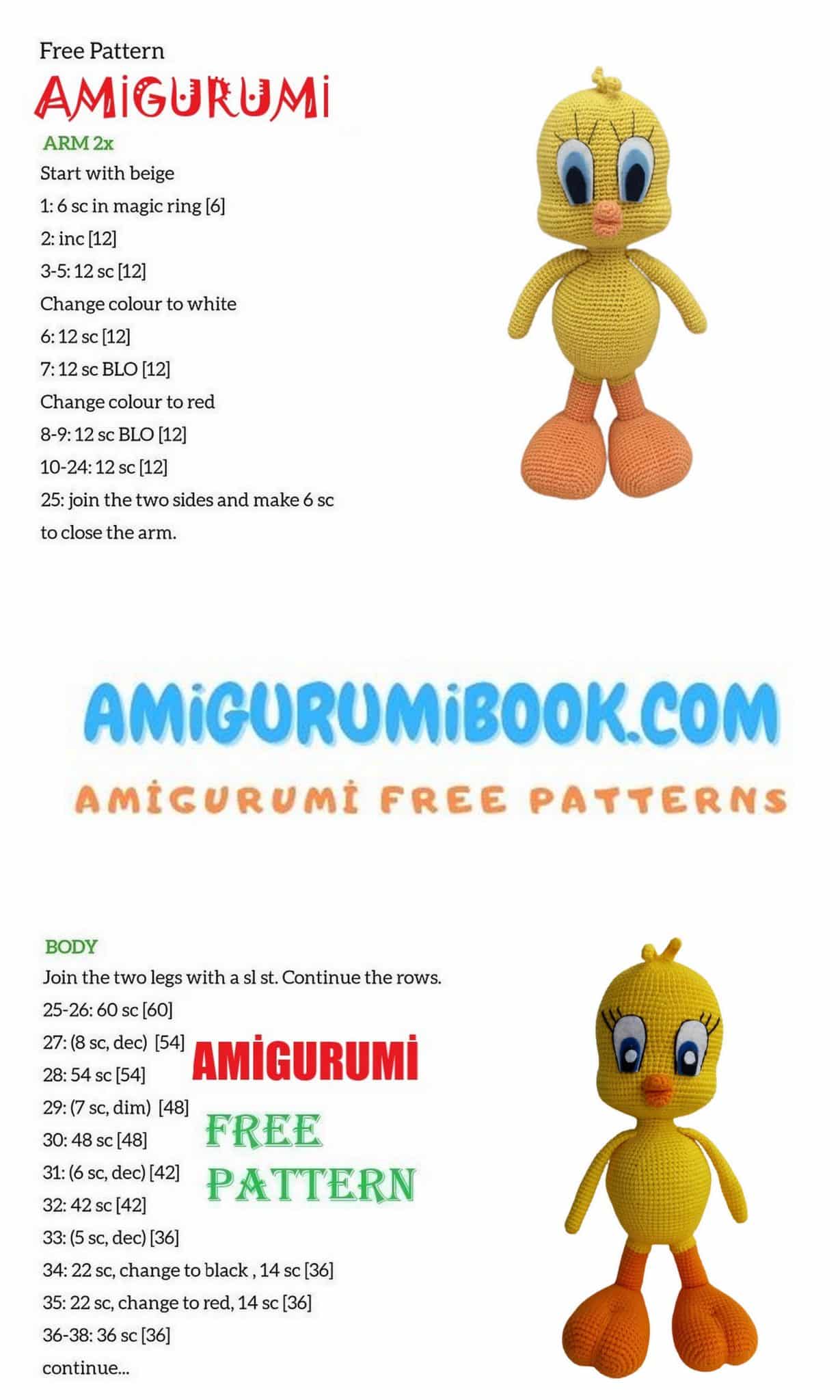 Tweety Amigurumi Free Pattern - Free Amigurumi Crochet Patterns