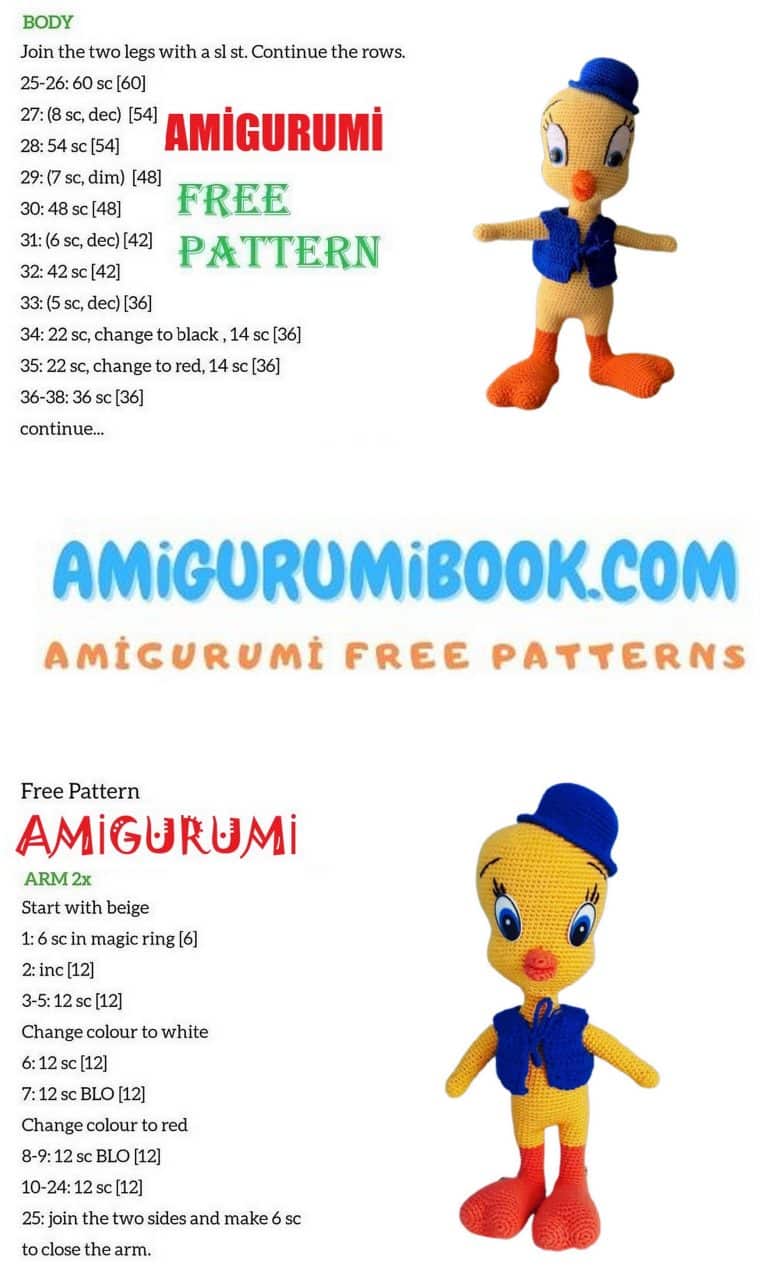 Tweety Amigurumi Free Pattern - Free Amigurumi Crochet Patterns