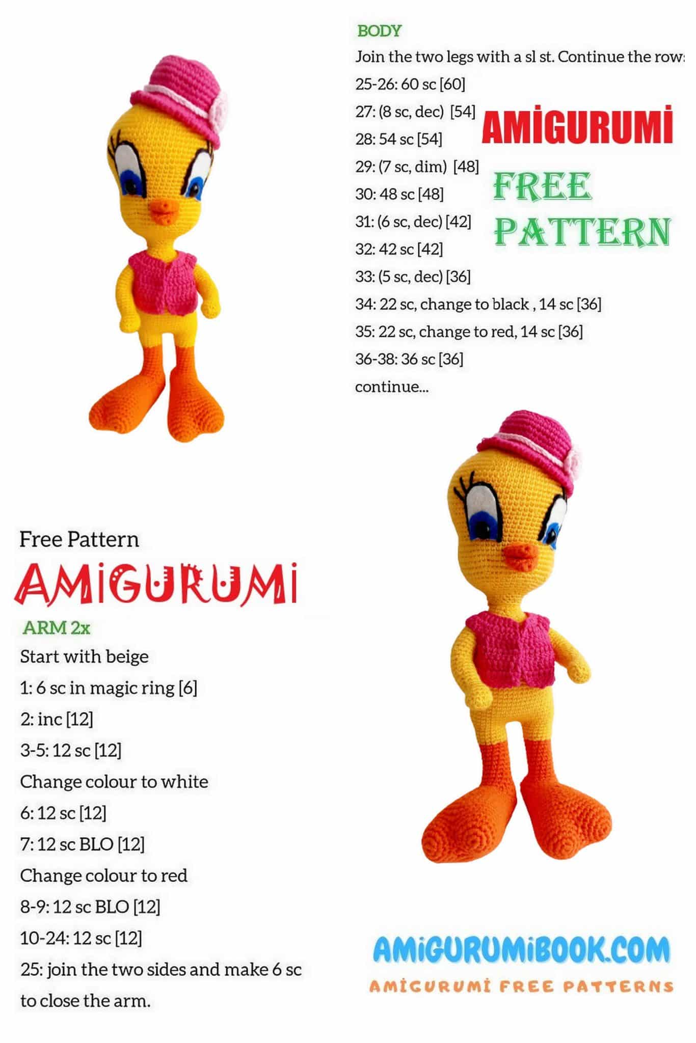 Tweety Amigurumi Free Pattern - Free Amigurumi Crochet Patterns
