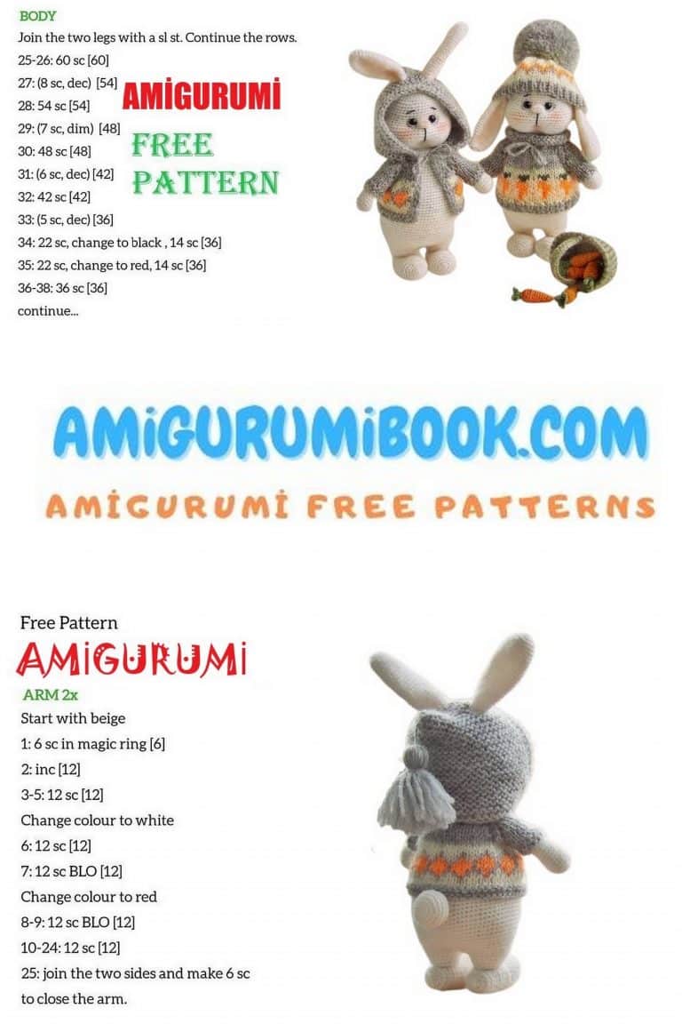 Cute Easter Bunny Amigurumi Free Pattern - Free Amigurumi Crochet Patterns