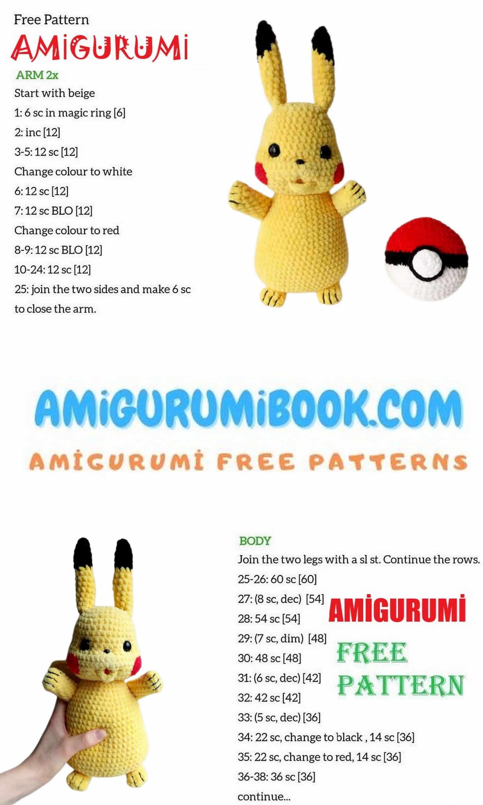 Velvet Pikachu Amigurumi Free Pattern - Free Amigurumi Crochet Patterns