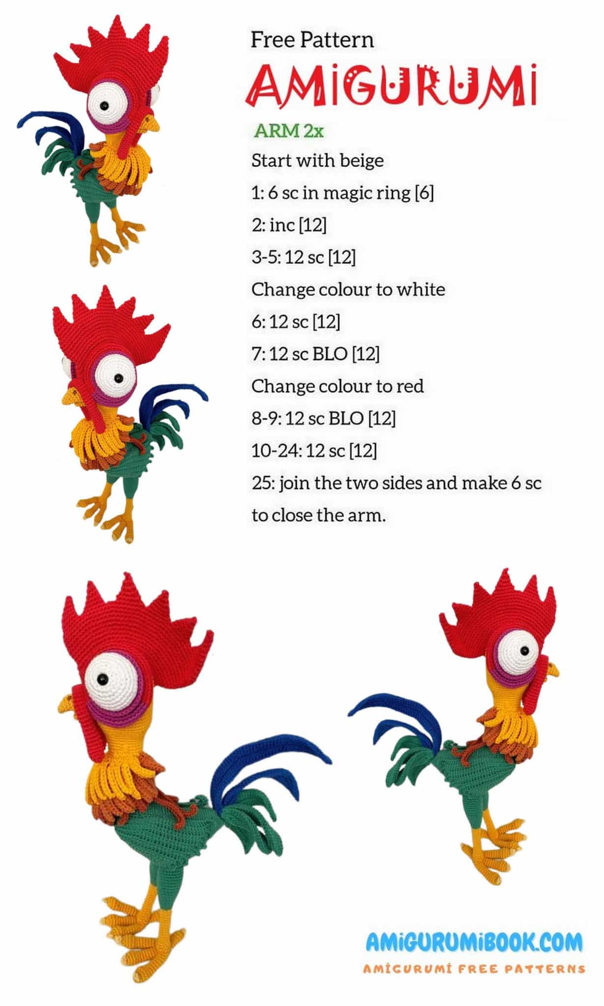 Cute Rooster Hei Hei Amigurumi Free Pattern - Free Amigurumi Crochet ...