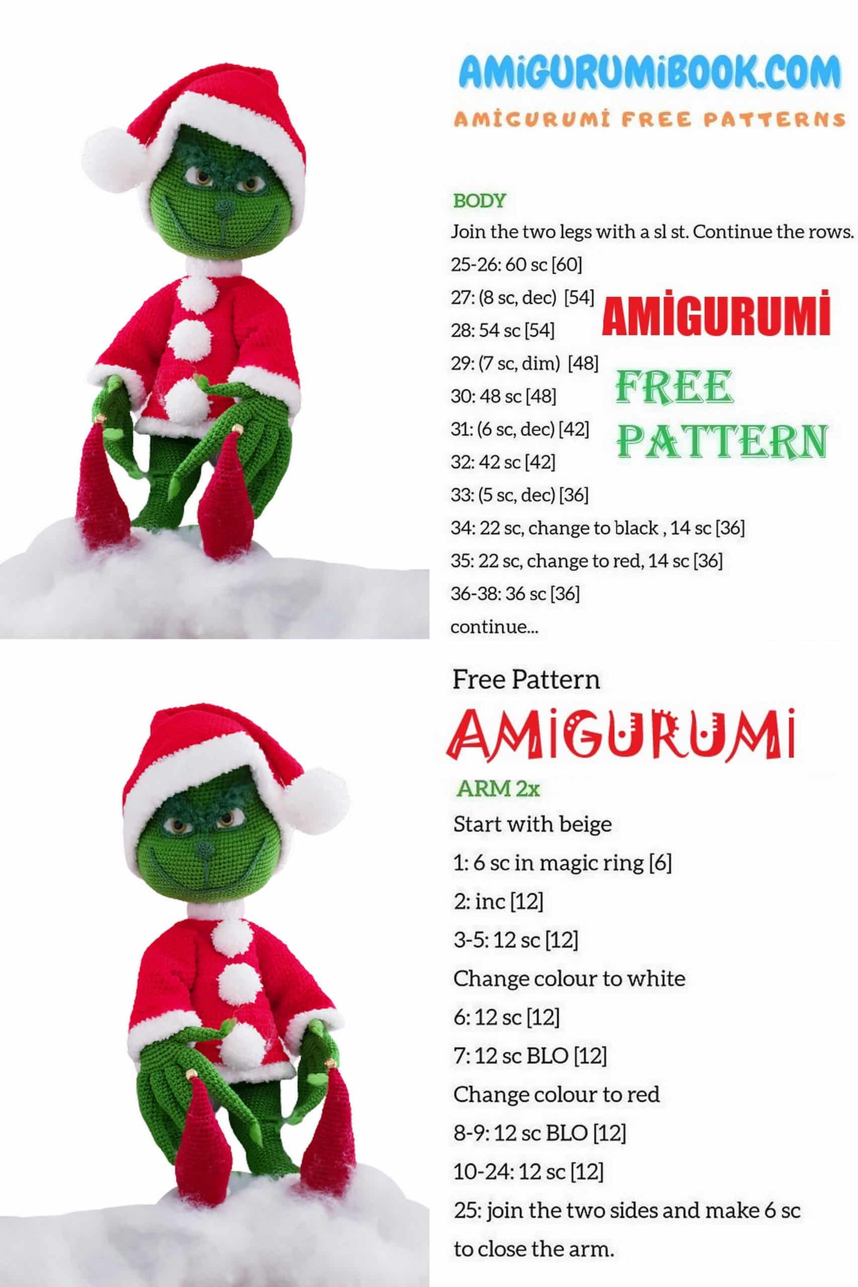 Christmas Grouch Amigurumi Free Pattern - Free Amigurumi Crochet Patterns