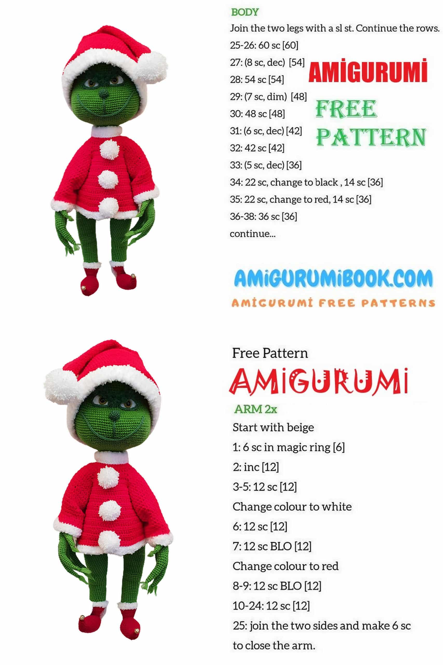 Christmas Grouch Amigurumi Free Pattern - Free Amigurumi Crochet Patterns