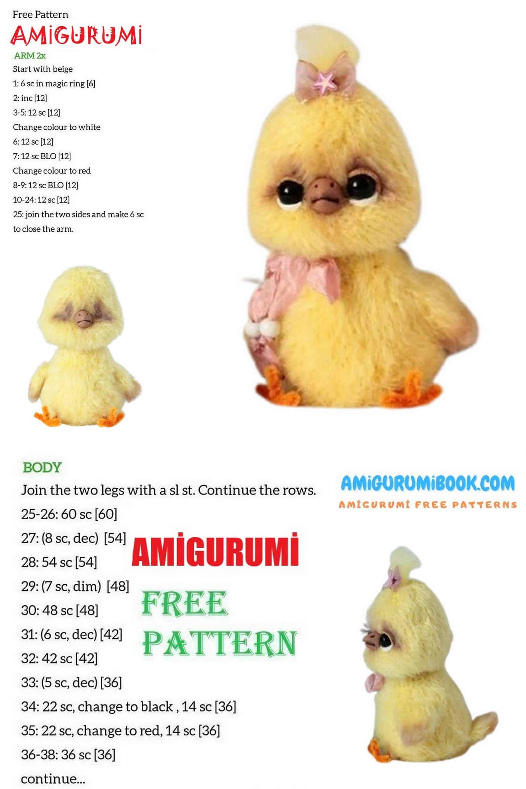 Fluffy Chick Amigurumi Free Pattern - Free Amigurumi Crochet Patterns