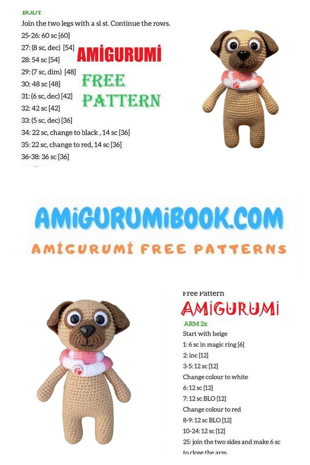 Cute Pug Dog Amigurumi Free Pattern - Free Amigurumi Crochet Patterns