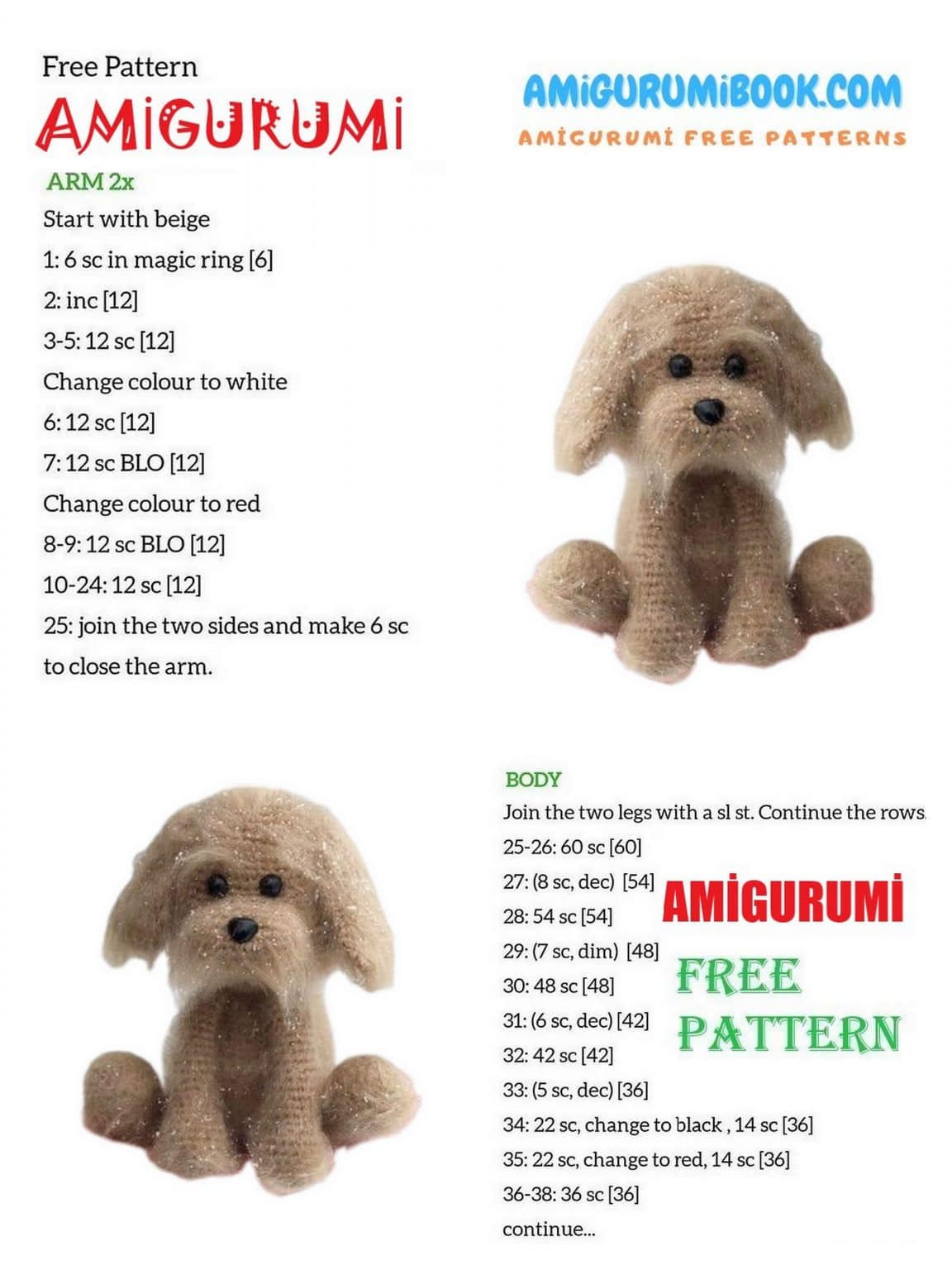 Beagle Dog Amigurumi Free Pattern - Free Amigurumi Crochet Patterns