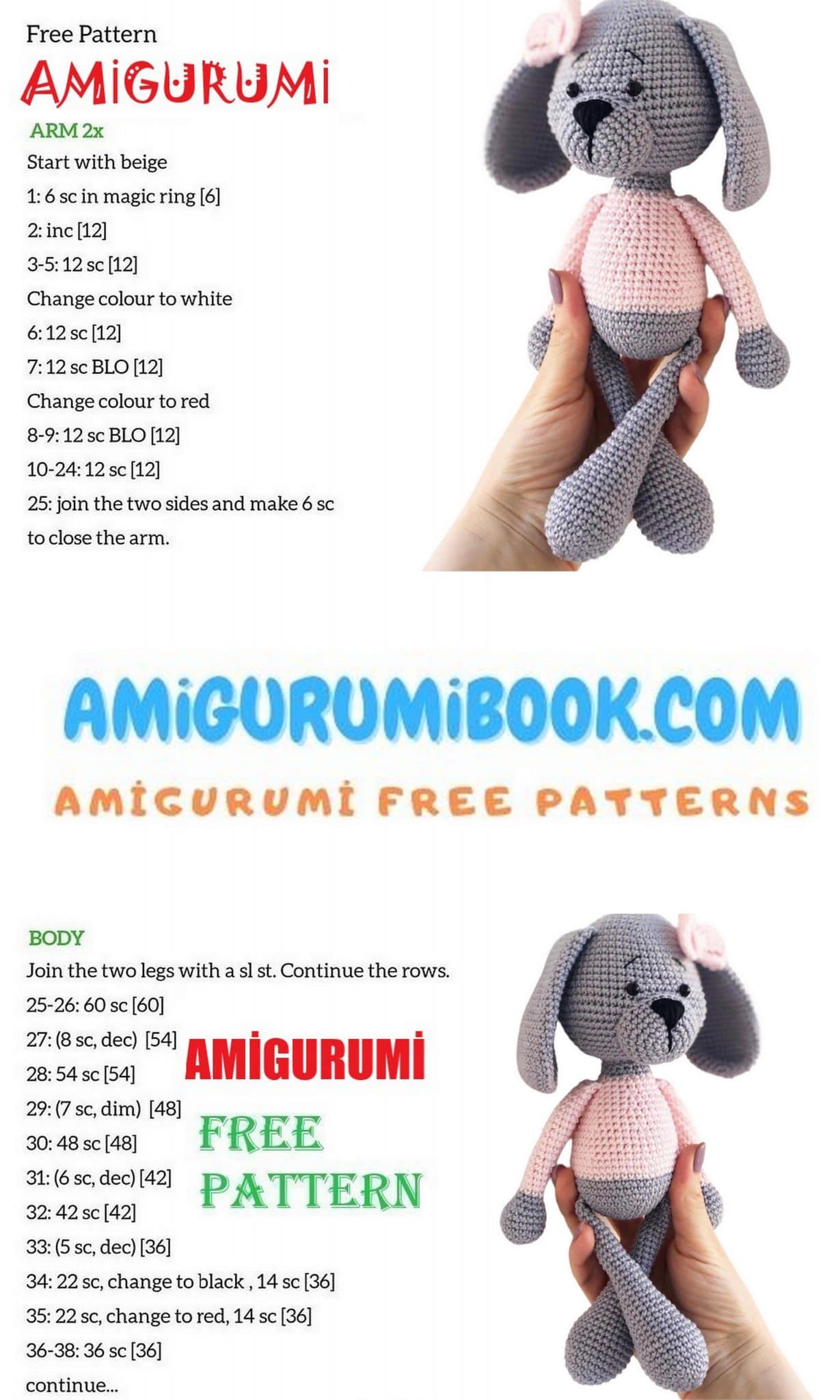 Cute Lady Dog Amigurumi Free Pattern - Free Amigurumi Crochet Patterns
