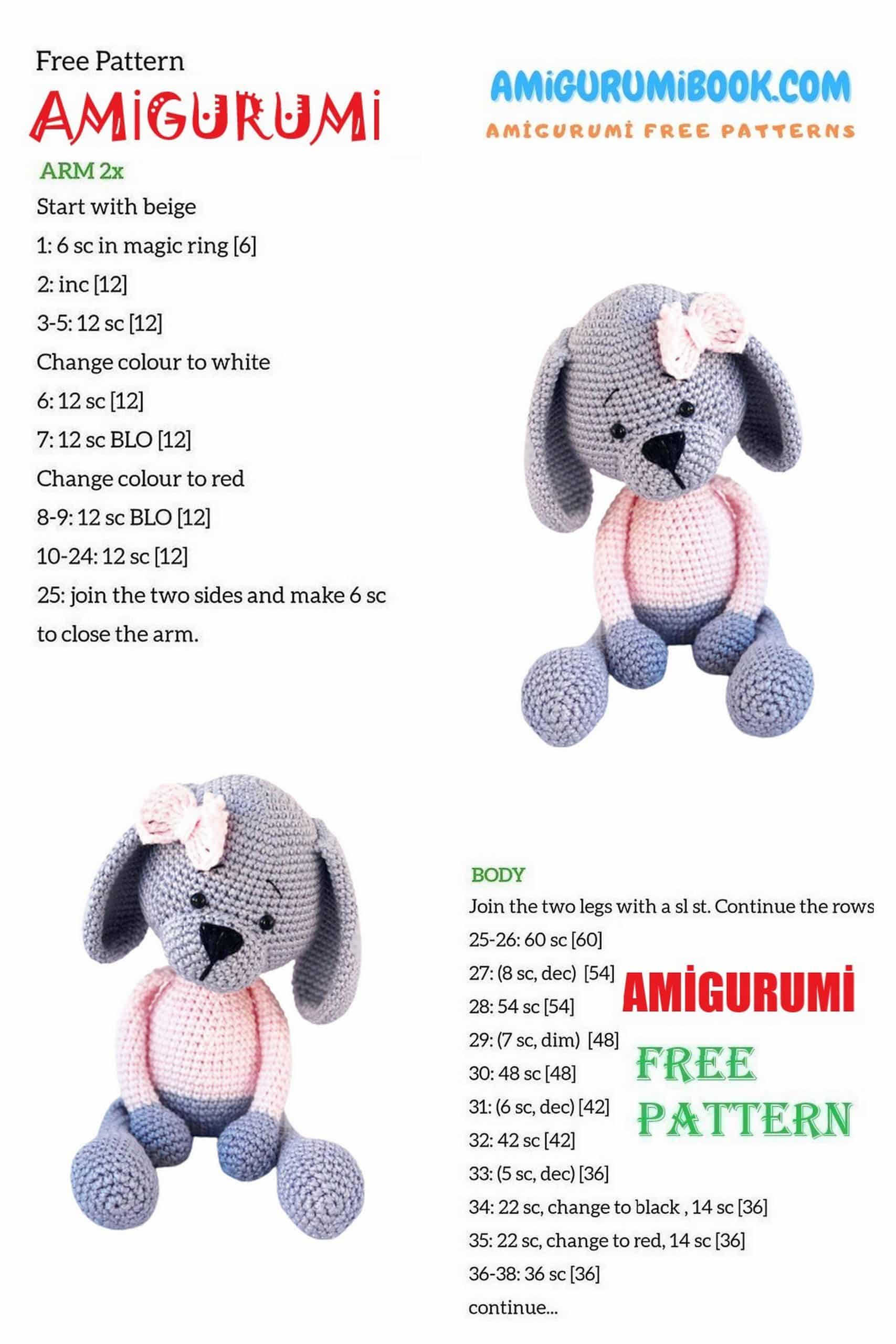 Cute Lady Dog Amigurumi Free Pattern - Free Amigurumi Crochet Patterns