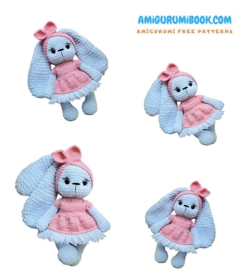 Free Pattern for a Cute Bunny Amigurumi in a Pink Dress - Free ...