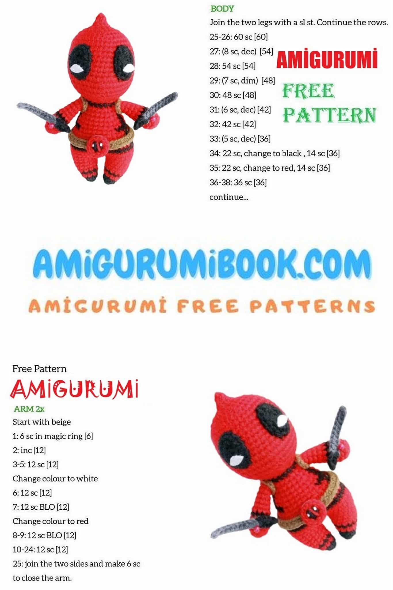 Deadpool Amigurumi Free Pattern - Free Amigurumi Crochet Patterns