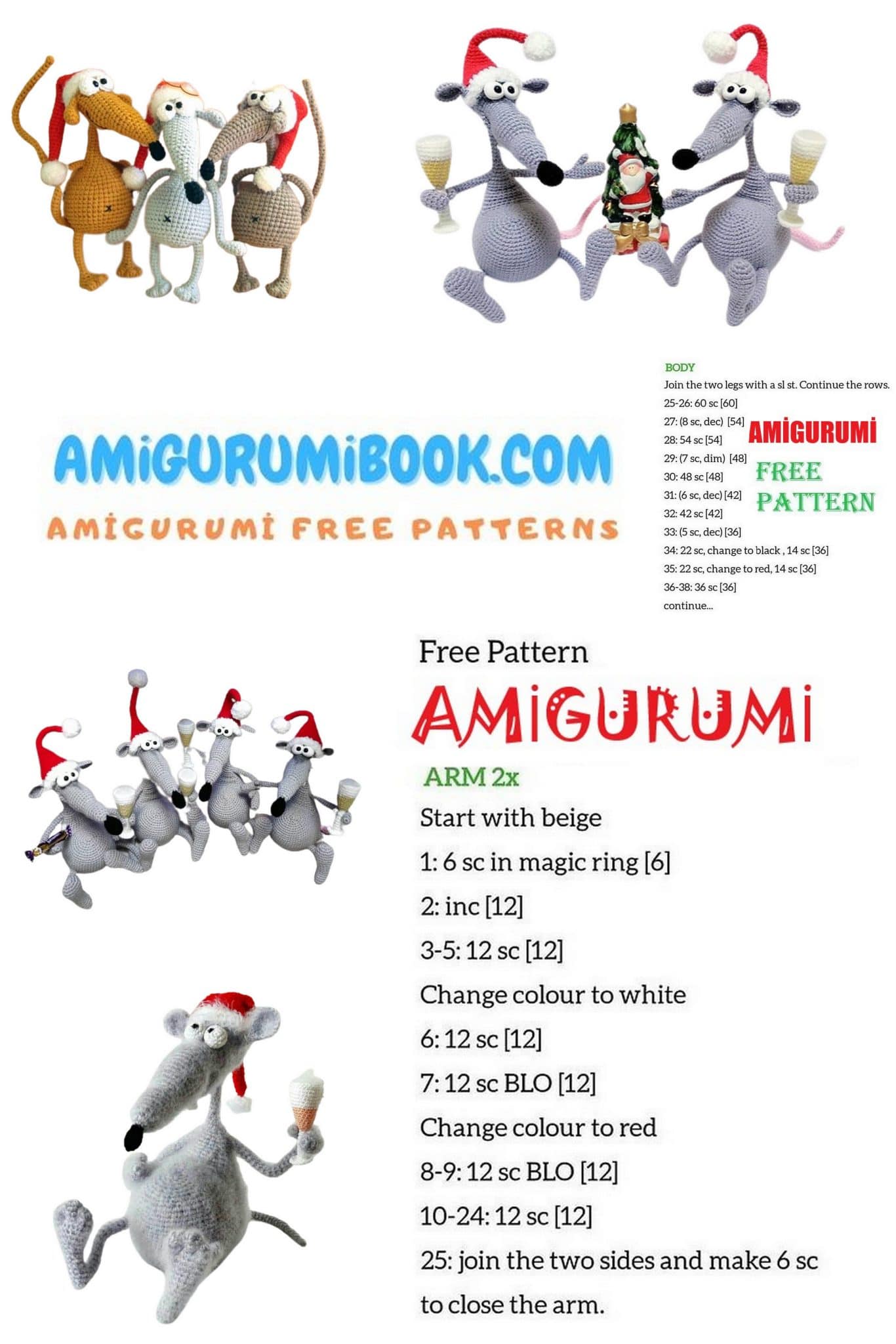 Cute Christmas Mouse Amigurumi Free Pattern - Free Amigurumi Crochet ...