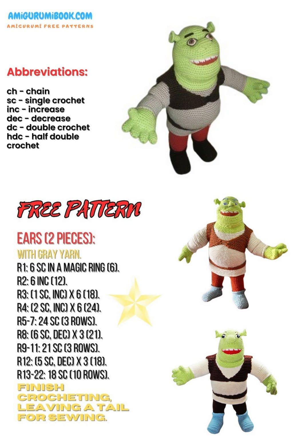 Free Shrek Amigurumi Pattern - Create Your Own Adorable Ogre Toy ...