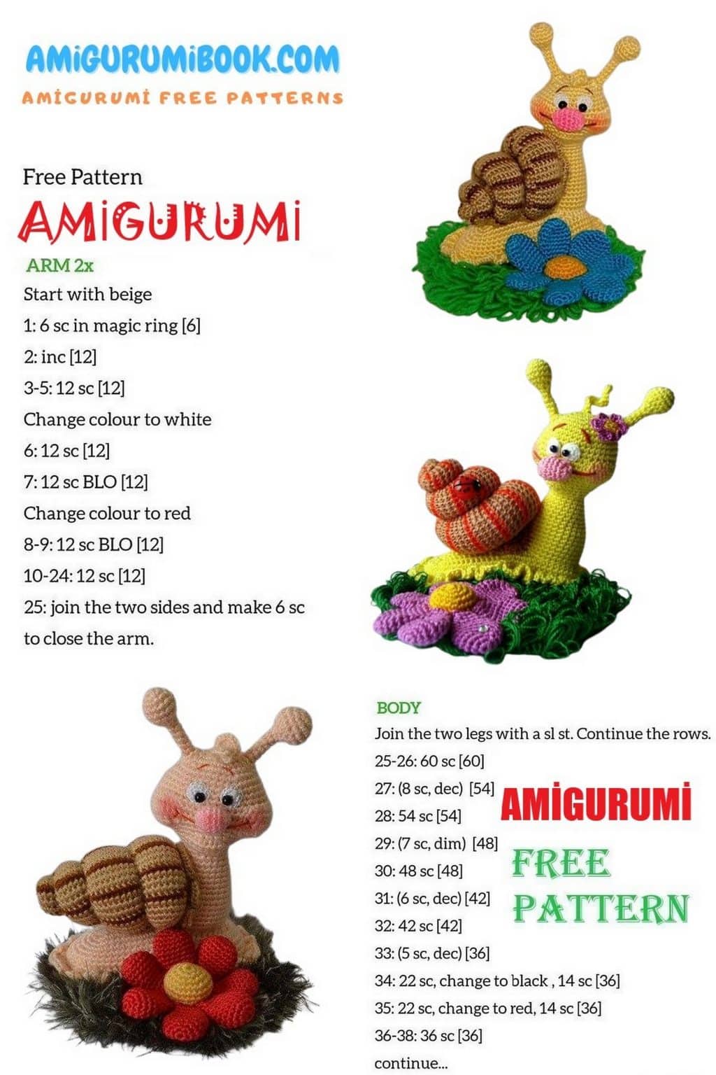 Free Amigurumi Snail Pattern: Crochet Tutorial - Free Amigurumi Crochet ...