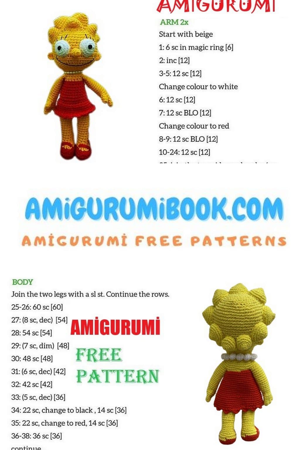 Free Lisa Simpson Amigurumi Pattern: Crochet Your Favorite Yellow ...