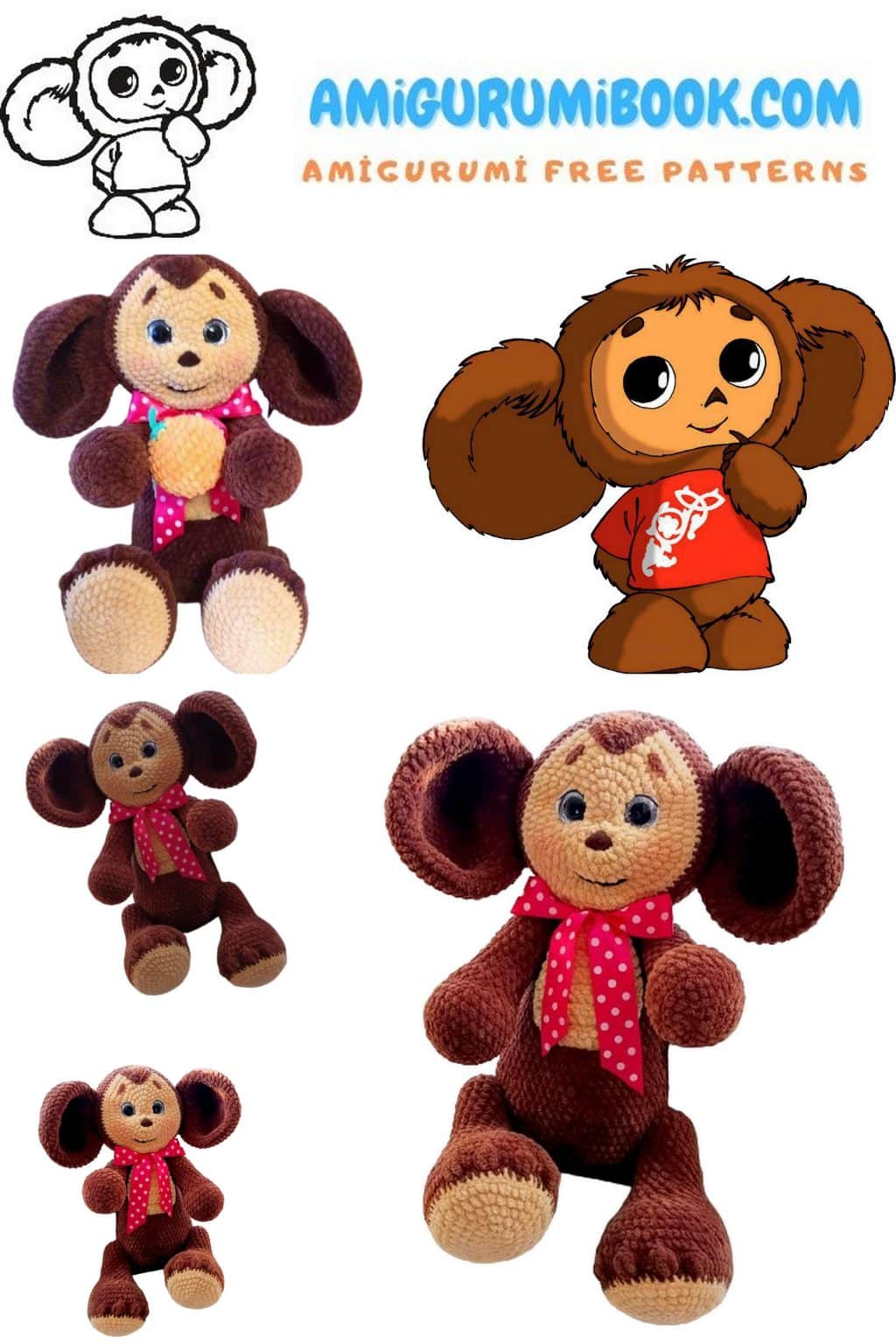 Velvet Cheburashka Monkey Amigurumi Free Pattern - Free Amigurumi ...