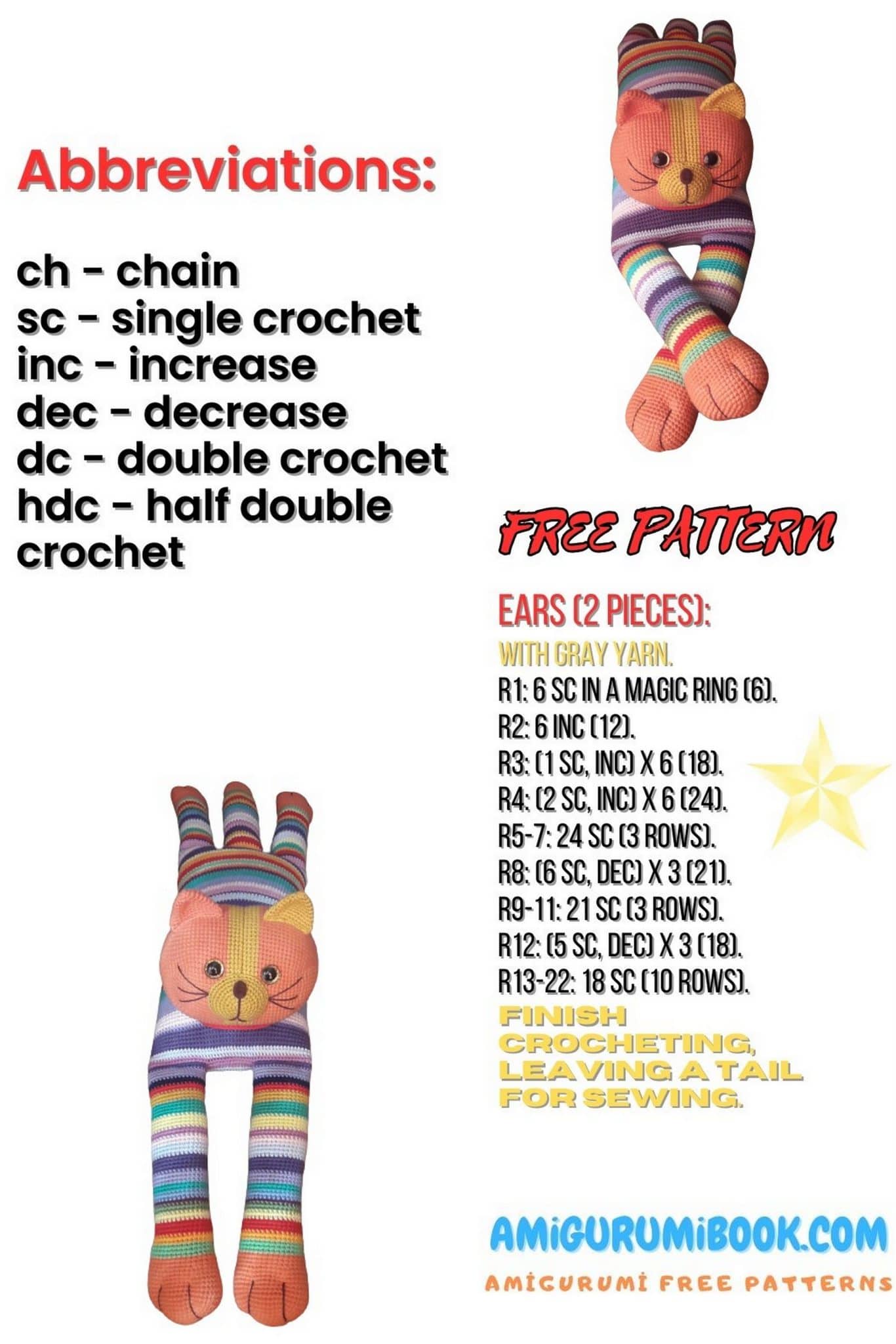 Amigurumi Cute Cat Amineko Free Pattern - Free Amigurumi Crochet Patterns