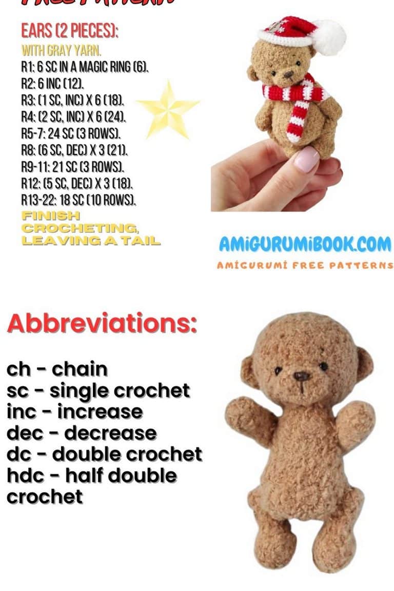 Free Christmas Teddy Bear Amigurumi Pattern - Crochet Tutorial - Free ...