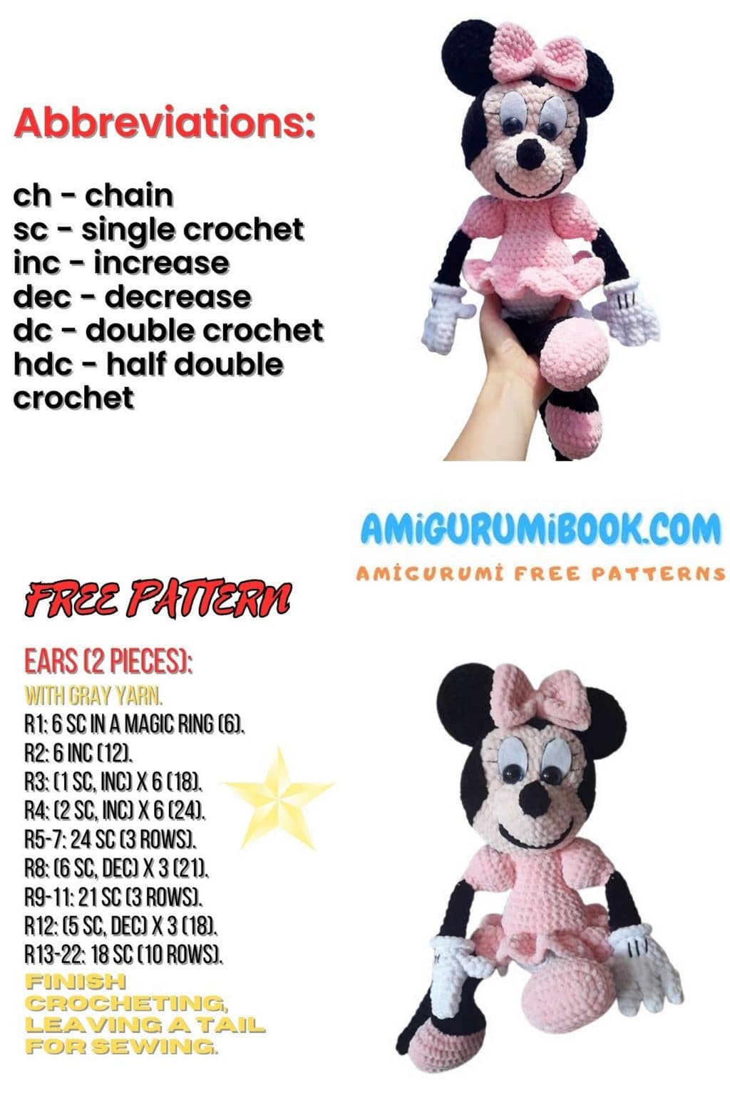 Minnie Mouse Amigurumi Free Pattern - Crochet Tutorial - Free Amigurumi ...