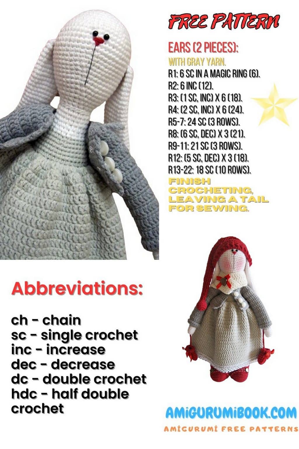 Tilda Bunny Amigurumi Free Pattern: Crochet Tutorial - Free Amigurumi ...