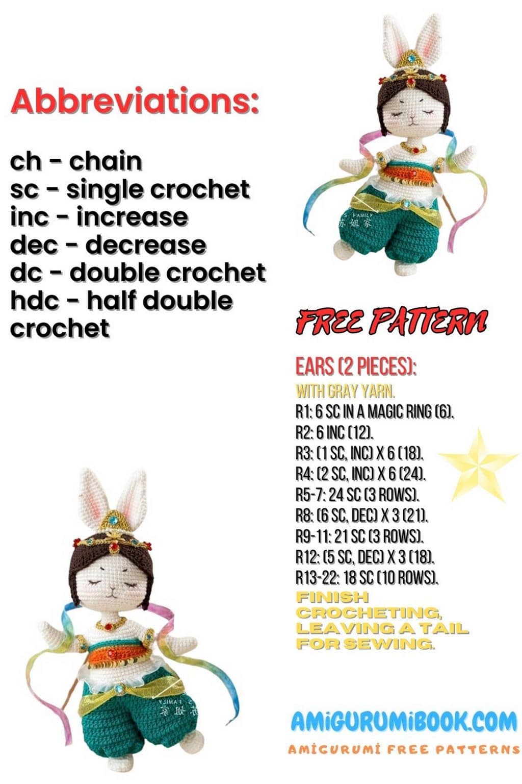 Free Jade Bunny Amigurumi Pattern: Crochet Tutorial - Free Amigurumi ...