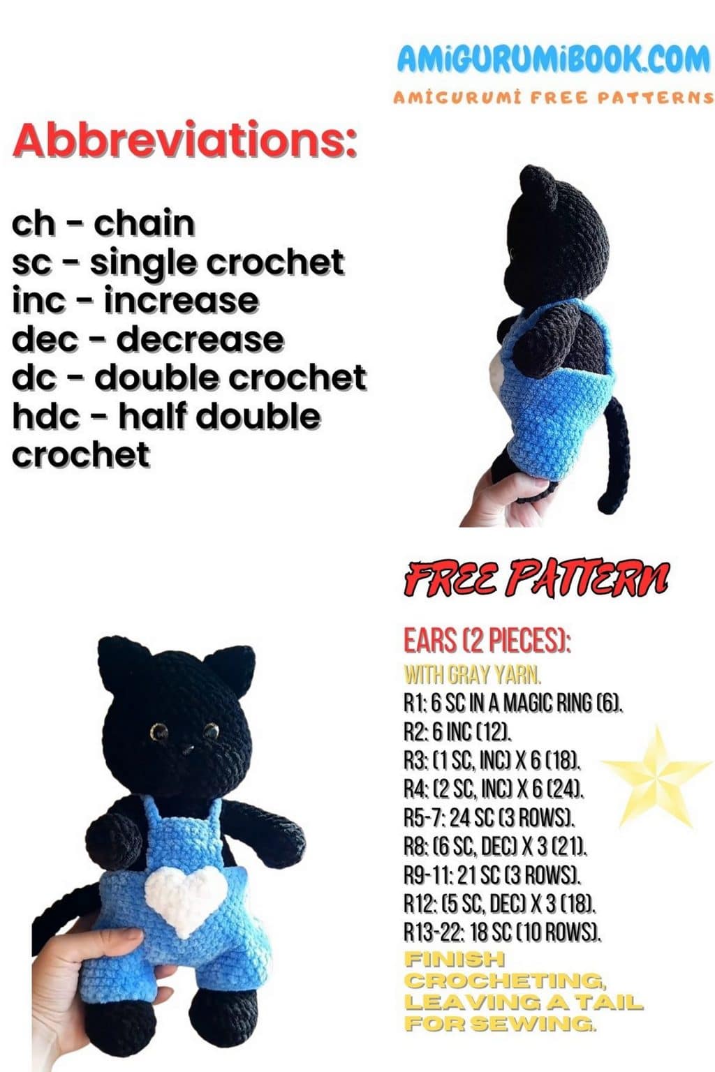 Adorable Black Cat Amigurumi Free Pattern: Crochet Tutorial - Free ...