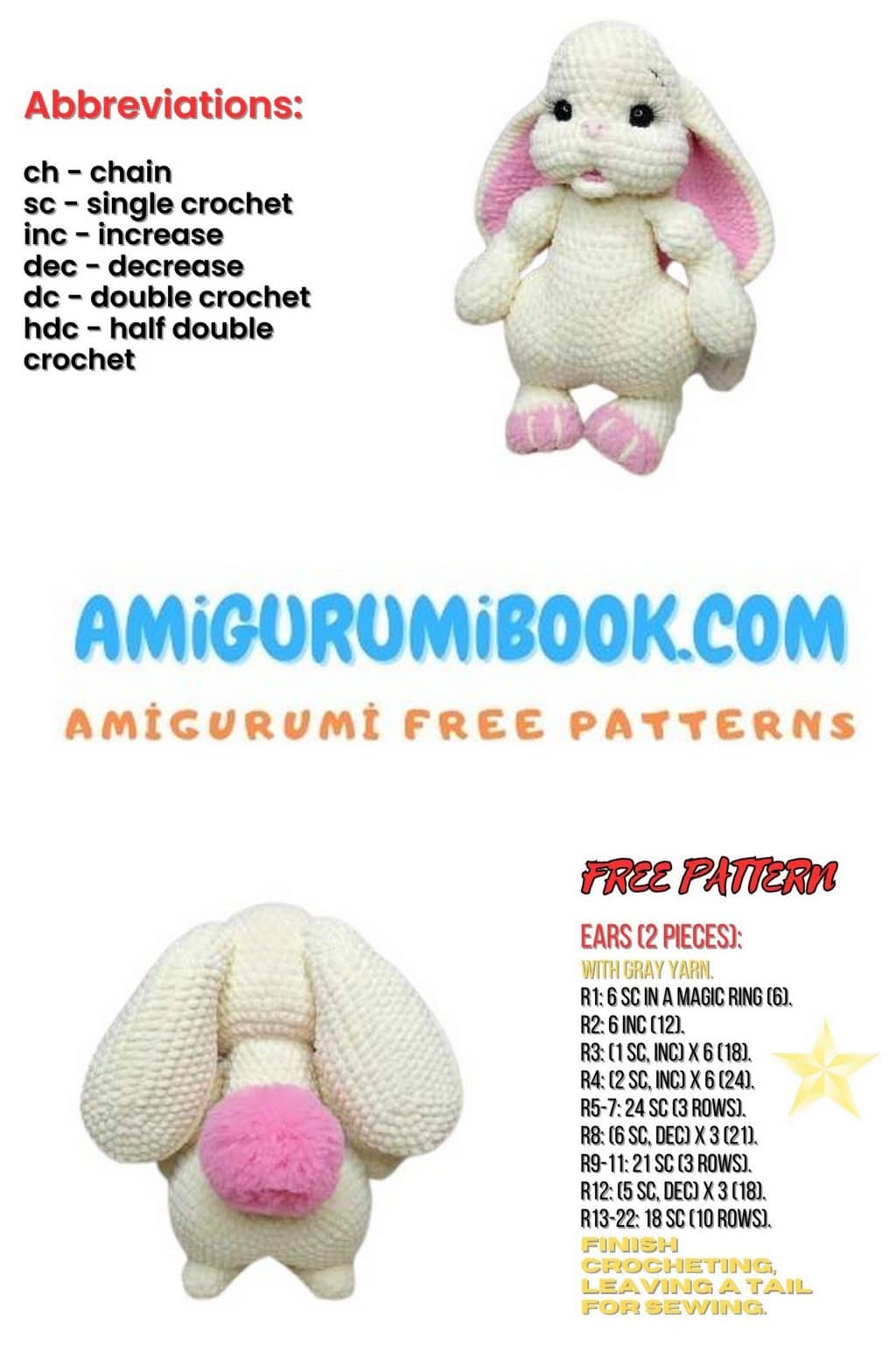 Free Easter Bunny Amigurumi Pattern: Crochet Tutorial - Free Amigurumi ...