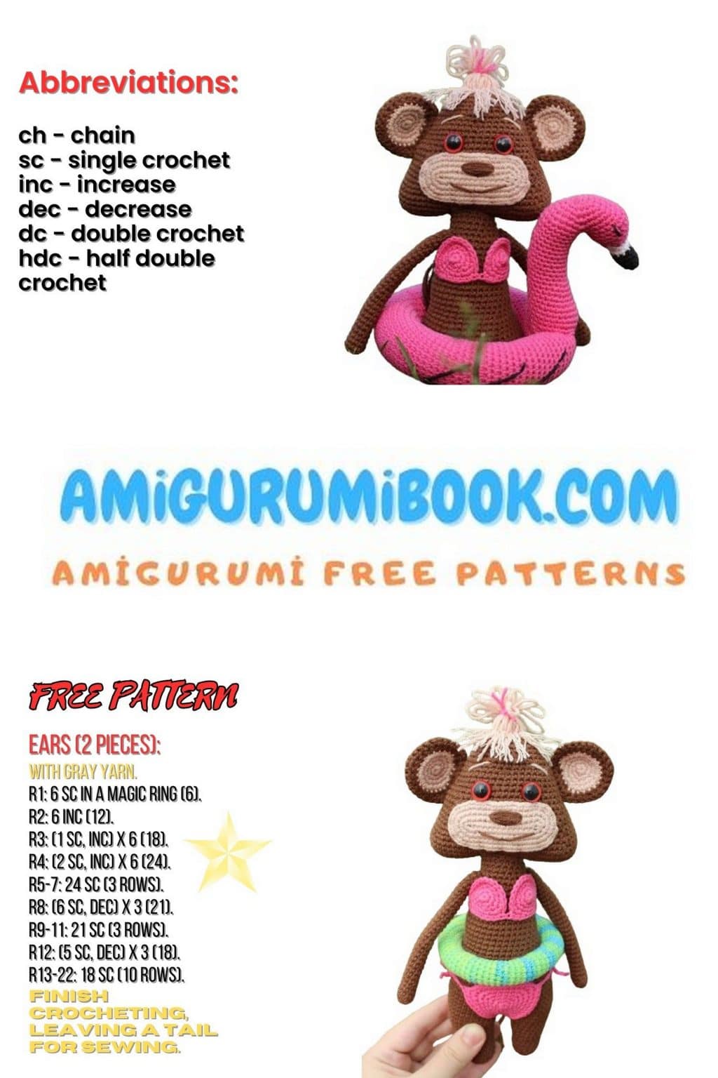 Free Bikini Monkey Amigurumi Pattern - Crochet Toy - Free Amigurumi ...