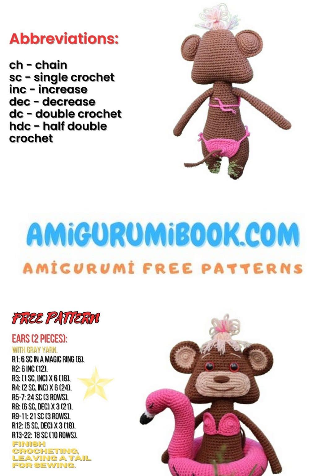 Free Bikini Monkey Amigurumi Pattern - Crochet Toy - Free Amigurumi ...