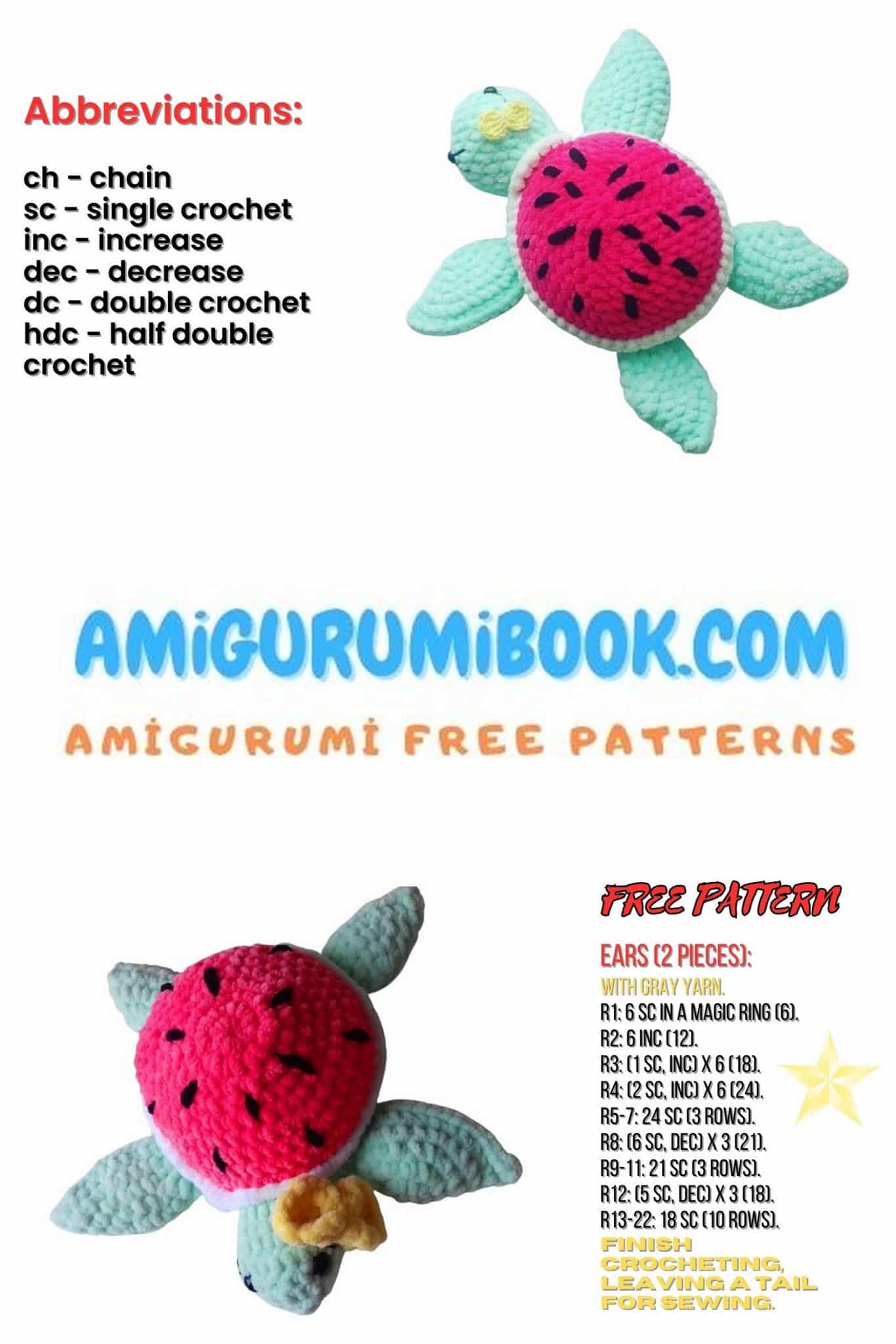 Whimsical Watermelon Turtle Amigurumi: Free Crochet Pattern! - Free ...