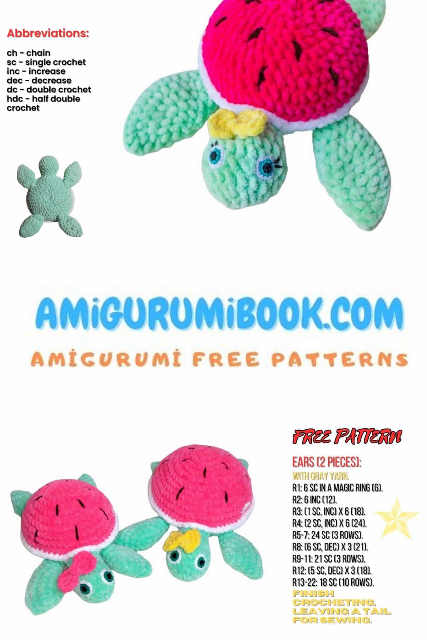 Whimsical Watermelon Turtle Amigurumi: Free Crochet Pattern! - Free ...
