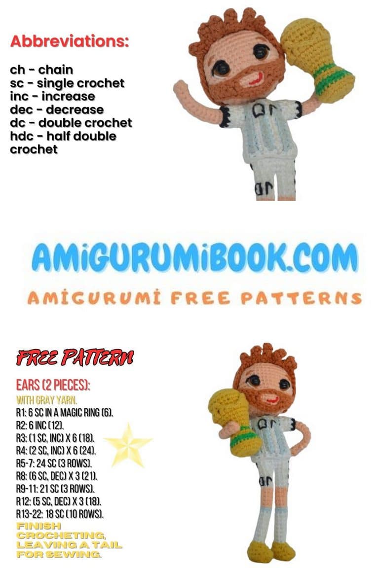 Free Lionel Messi Amigurumi Pattern - Fun Crochet Tutorial - Free ...