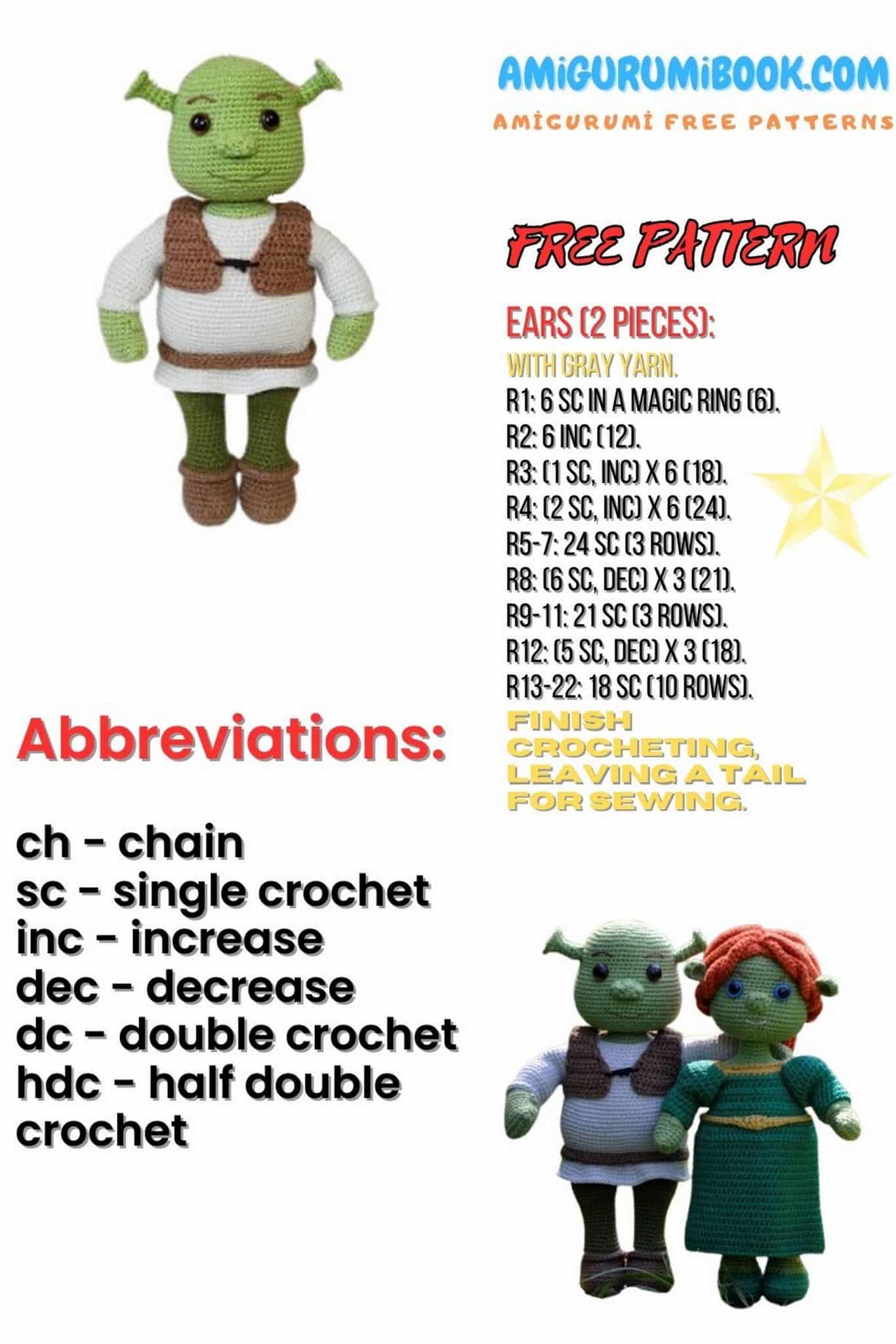 Shrek Amigurumi Free Pattern - Crochet Tutorial - Free Amigurumi ...