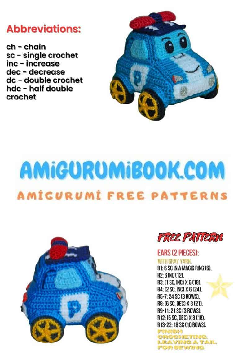 Poli Robocar Amigurumi Free Pattern - Crochet Tutoarial - Free ...