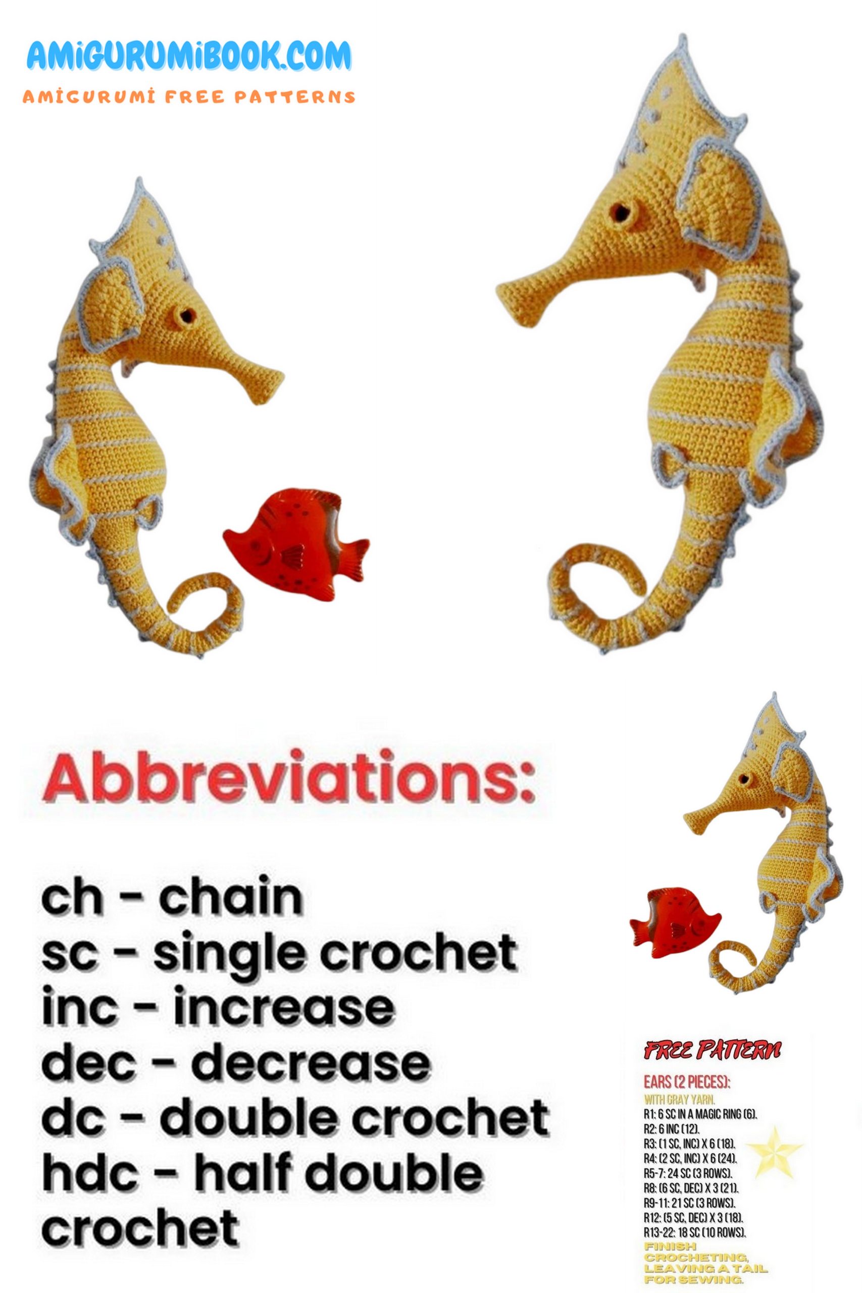 Big SeaHorse Amigurumi Free Pattern - Crochet Tutorial - Free Amigurumi ...