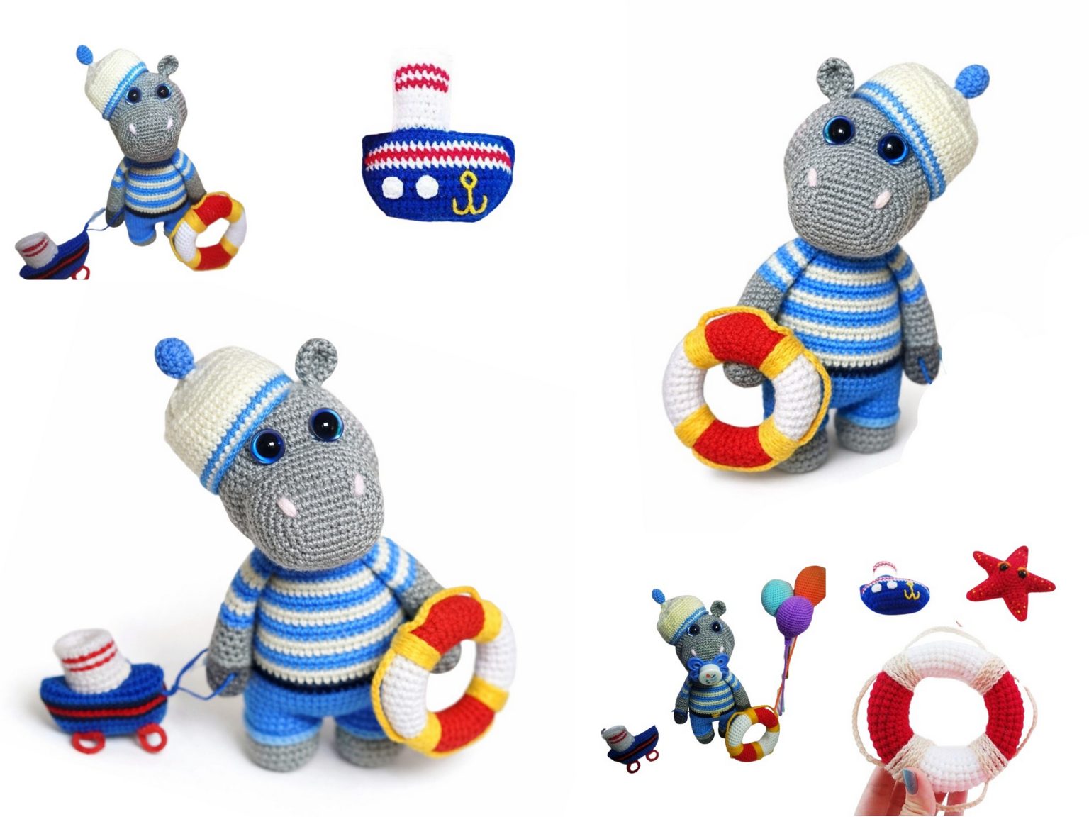 Sailor Hippo Amigurumi Free Pattern – Cute Crochet Hippo Toy - Free ...